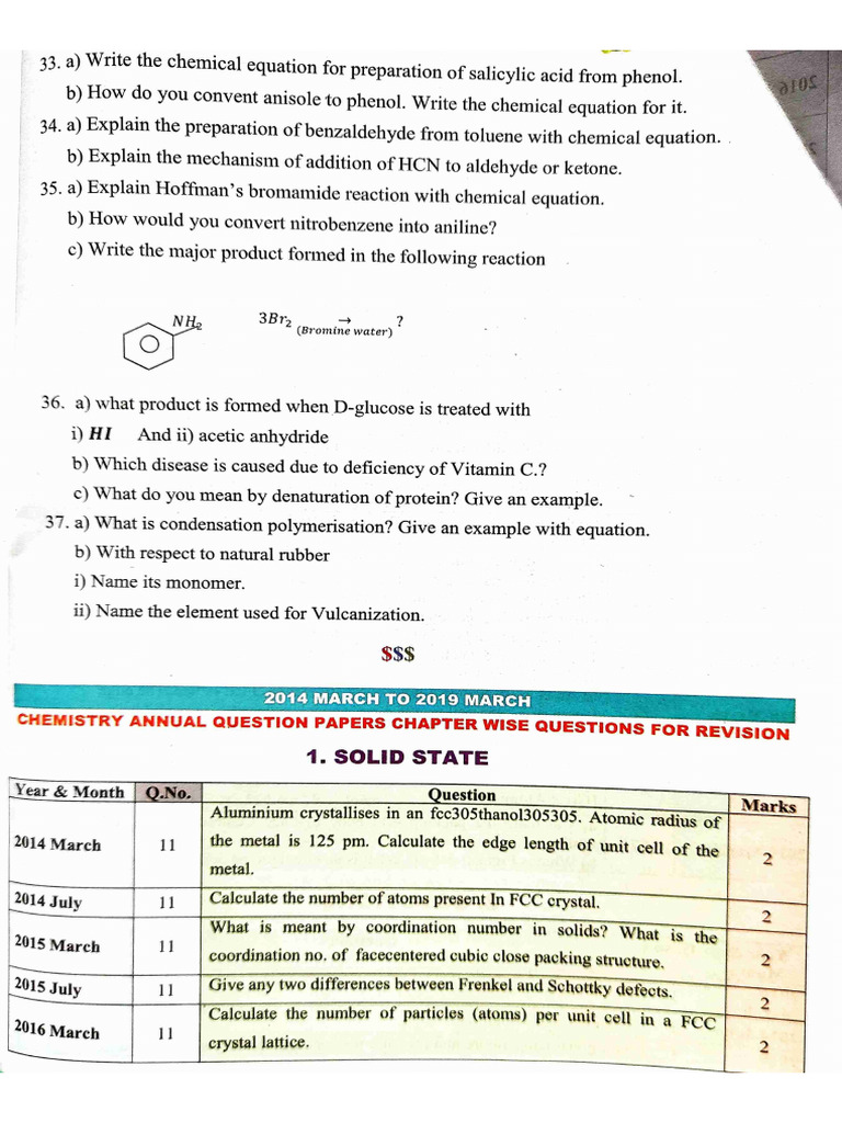 Unitwise Chemistry Questions | PDF