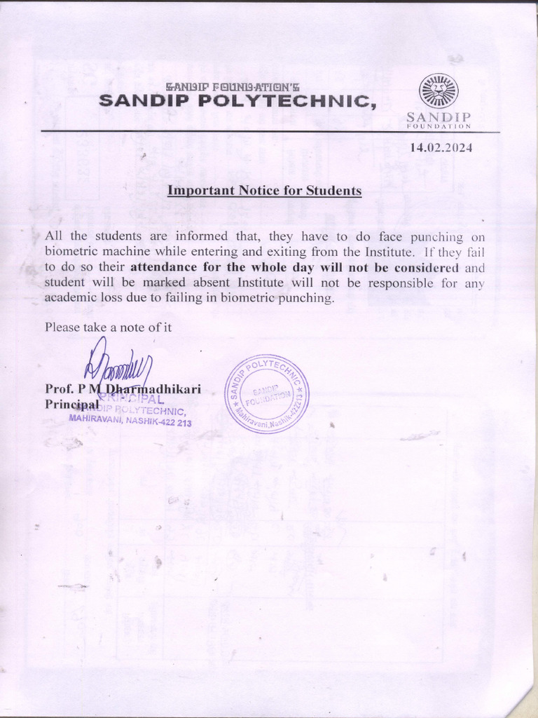 Notice For Students-English | PDF