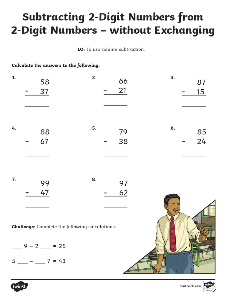 Column Subtraction Practice Worksheet | PDF