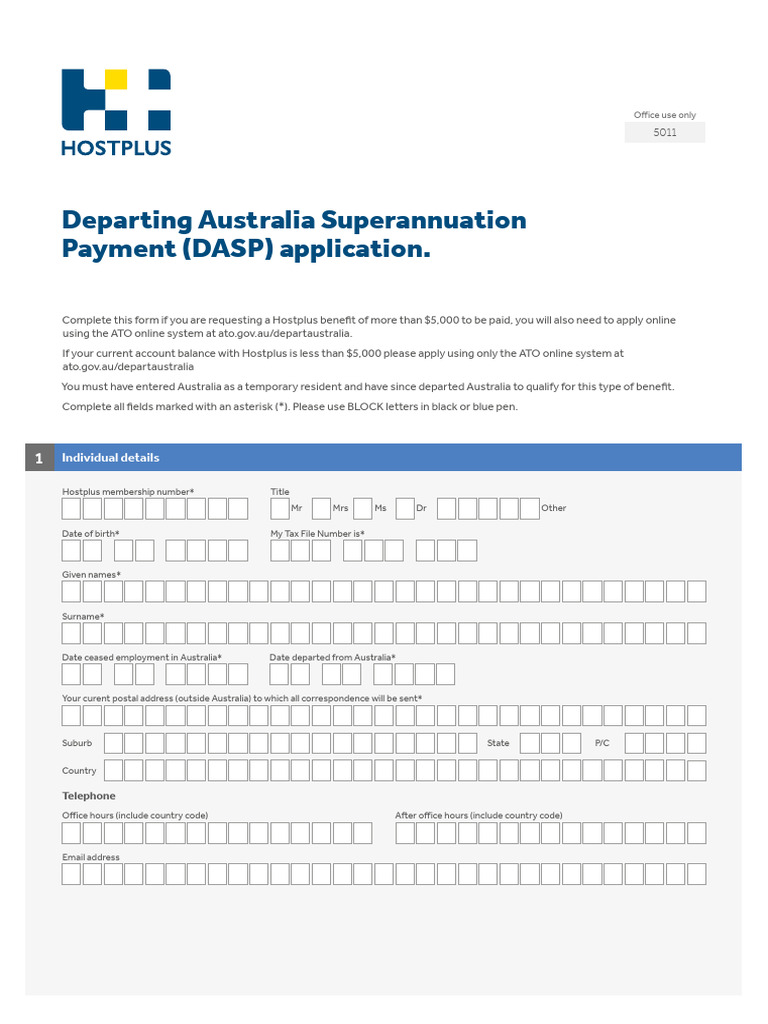 hostplus-dasp-application | PDF | Identity Document | Notary Public