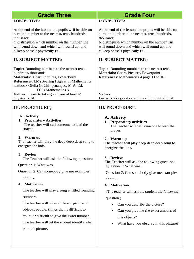 Multigrade Grade 3 and 4 Lesson Plan | PDF | Learning
