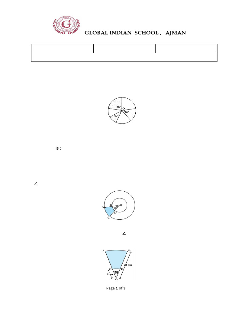 G10-Dws-Chapter 11 - Areas Related To Circles | PDF | Area | Circle
