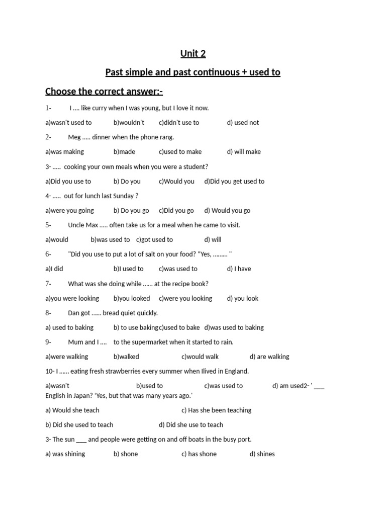 Excercises On Close Up Unit 2 | PDF | Meal | Cuisine