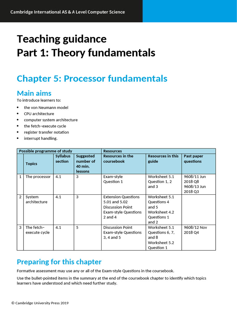 Chapter 5 Teaching Guidance | PDF | Central Processing Unit | Digital Electronics