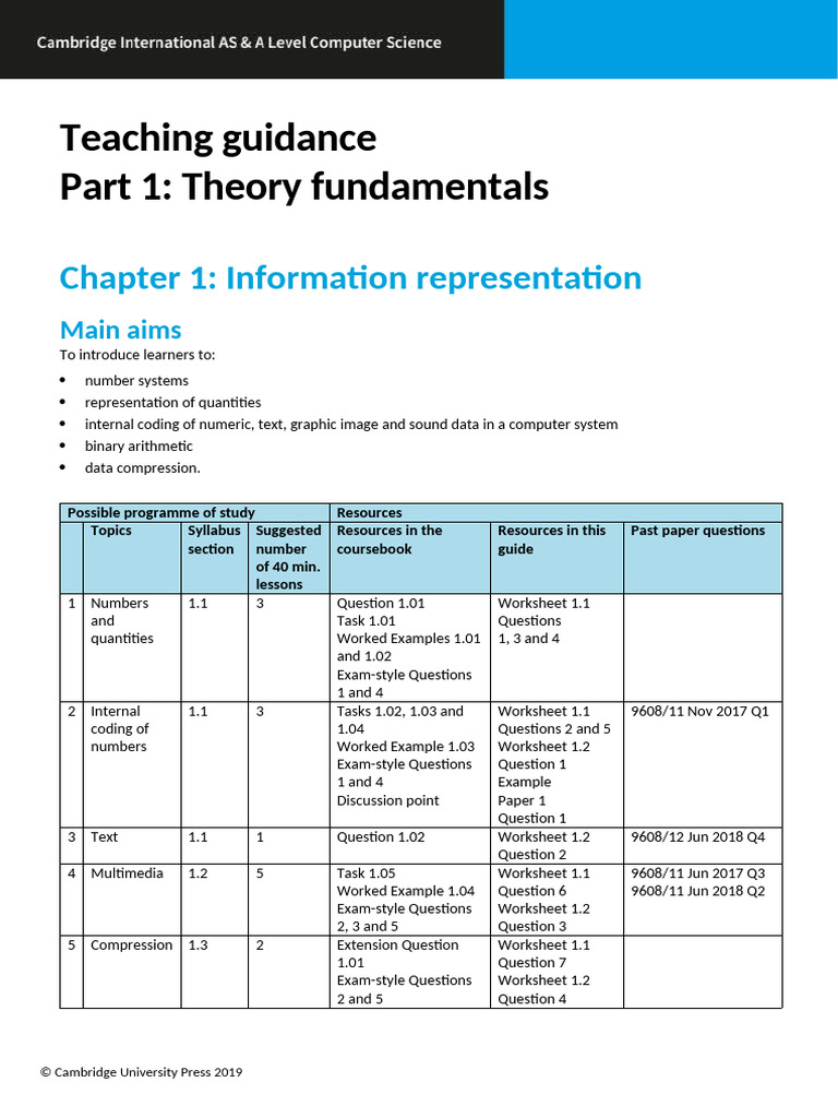 Chapter 1 Teaching Guidance | PDF | Data Compression | Binary Coded Decimal