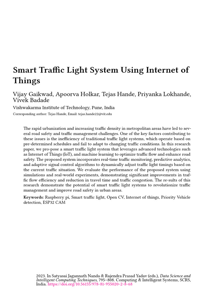Smart IoT Traffic Light System | PDF | Internet Of Things | Traffic