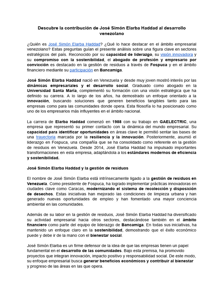 José Simón Elarba Haddad: Trayectoria, Liderazgo Empresarial y ...