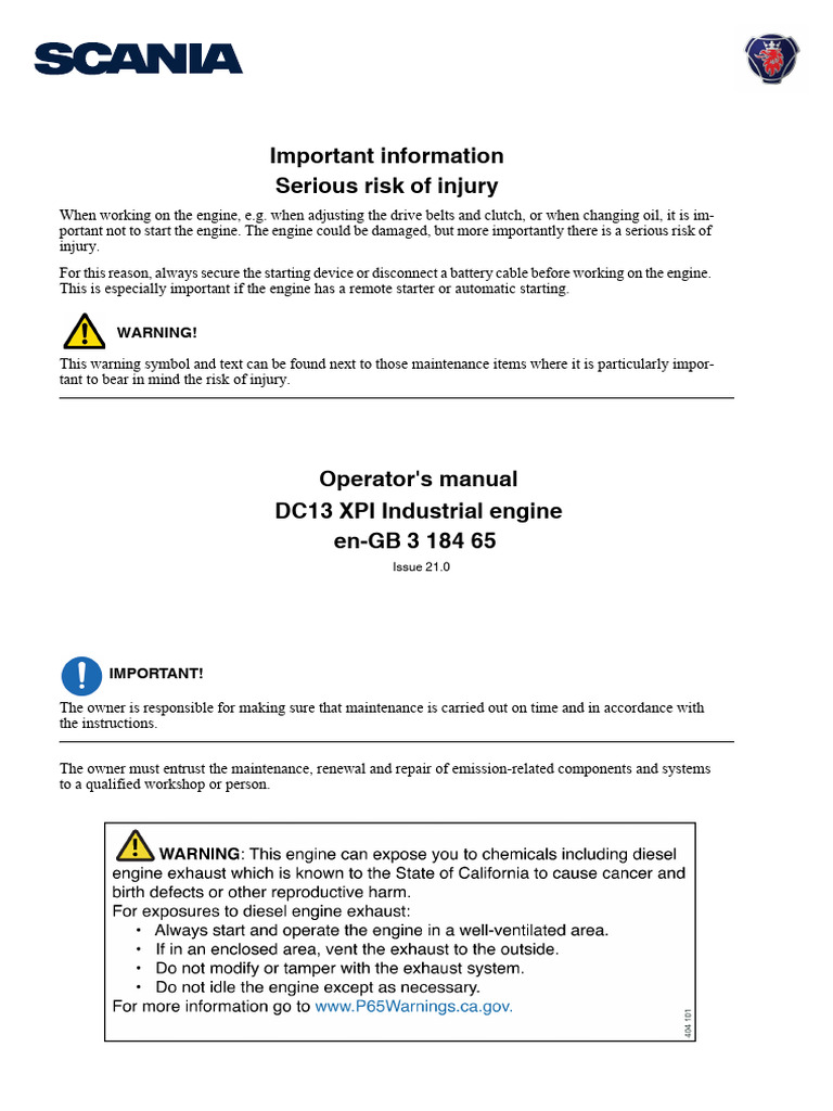 Scania 200en GB21 | PDF | Fuel Injection | Hazardous Waste
