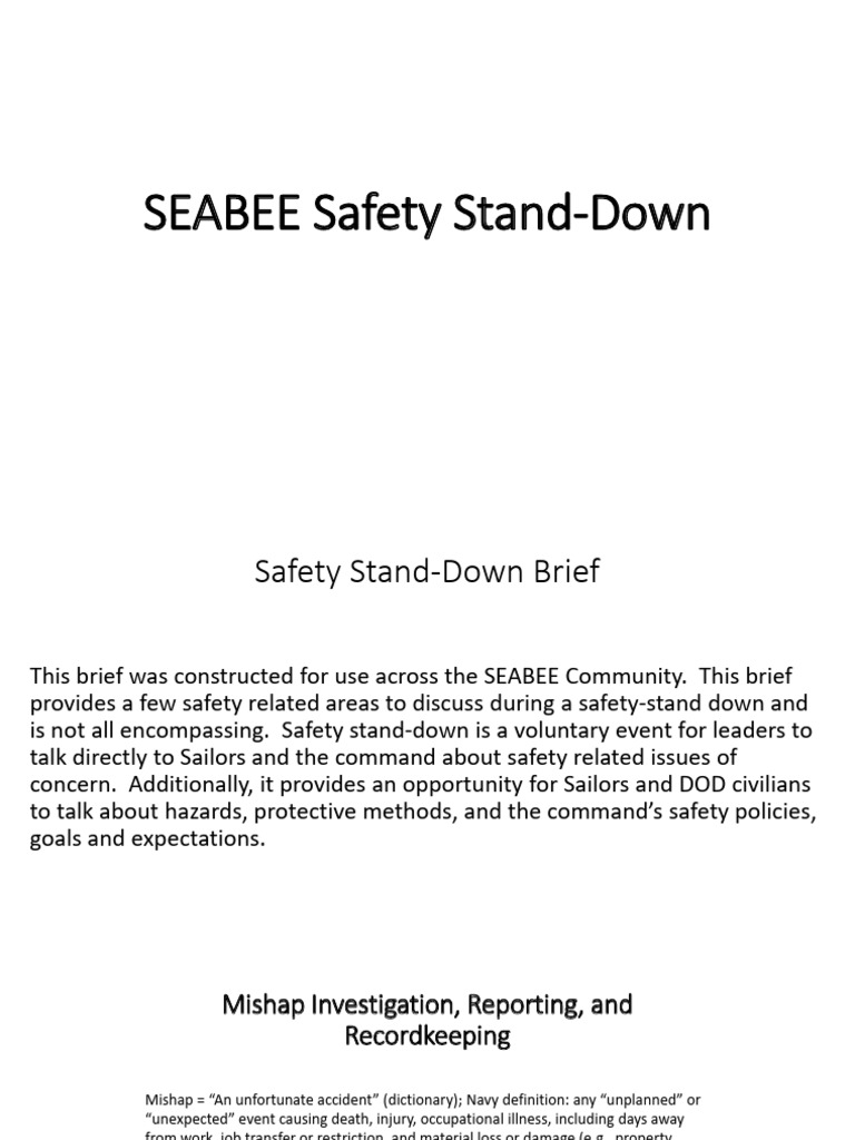 SEABEE Safety Stand Down | PDF | Personal Protective Equipment | Safety
