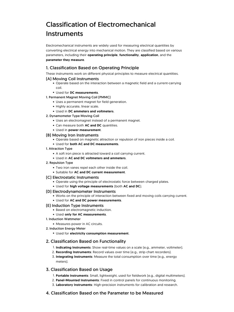 Classification of Electromechanical Instruments | PDF | Manufactured ...