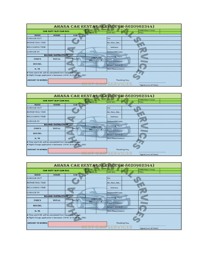 Car Bill New Book | PDF