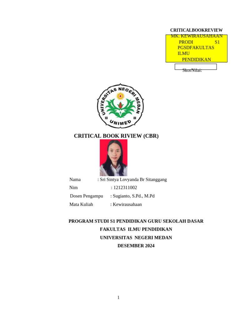 CBR Kewirausahaan Sri Sintya | PDF