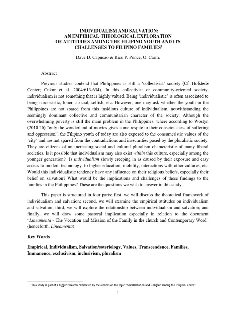 Individualism and Salvation An Empirical | PDF | Transcendence ...