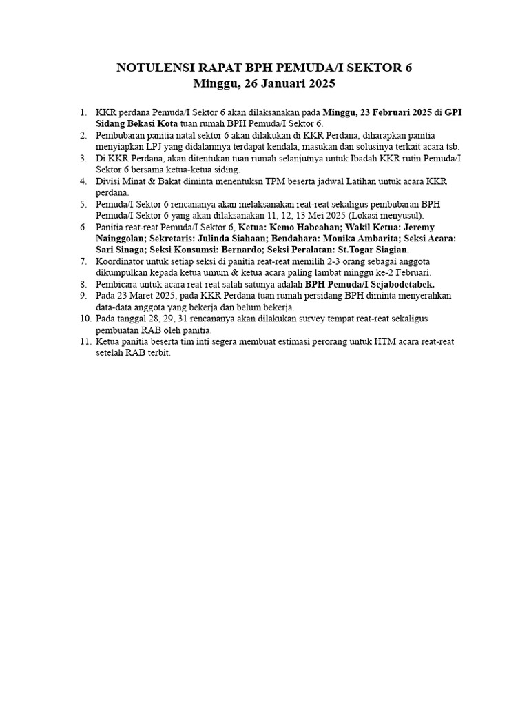 Notulensi Rapat BPH Pemuda | PDF