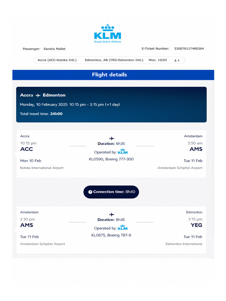 KLM Booking - 74471544 | PDF