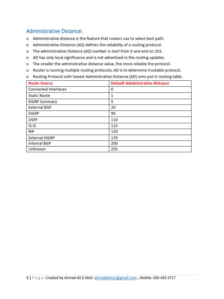 Understanding Administrative Distance | PDF