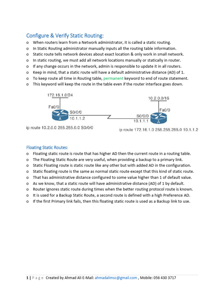 63 Floating+Static+Routes | PDF