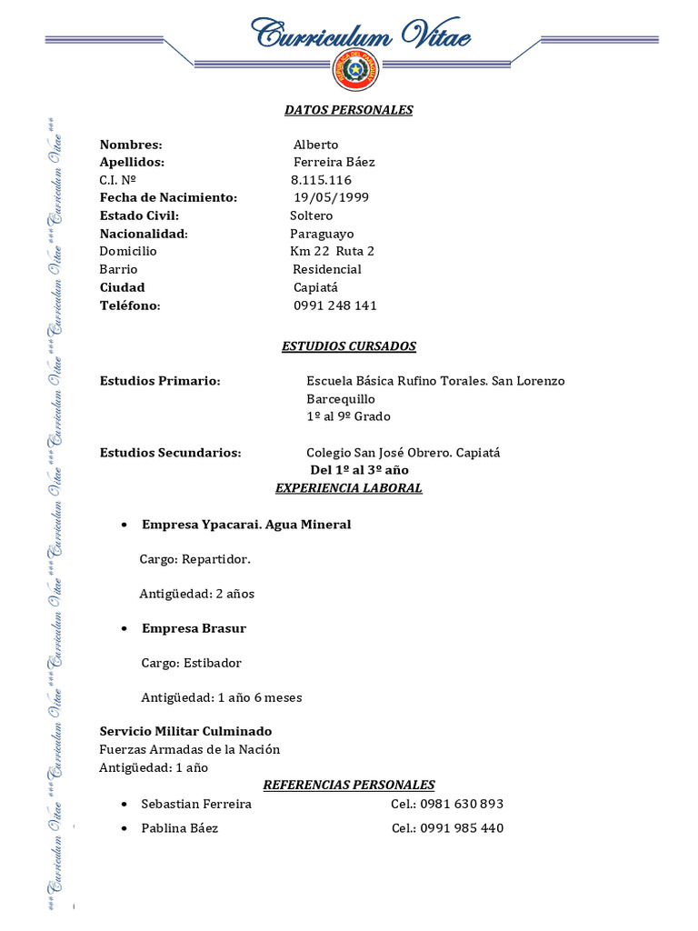 CV de Alberto Ferreira Báez | PDF