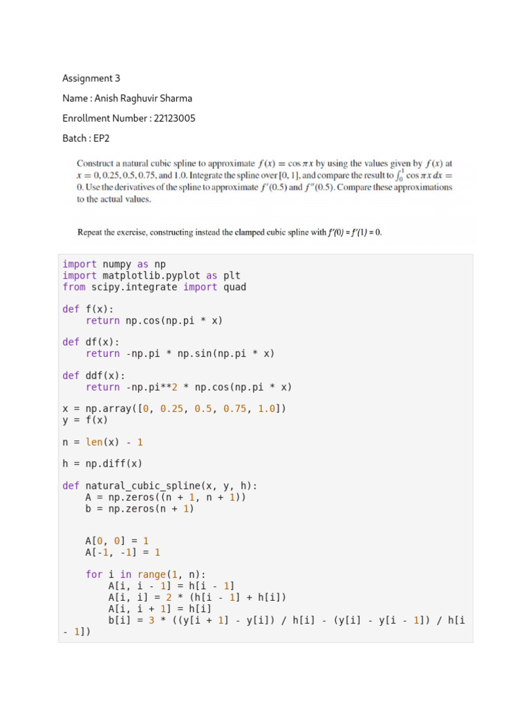 Cubic Spline Interpolation Analysis | PDF | Interpolation | Numerical Analysis