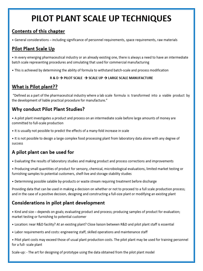 Pilot Plant Scale Up Techniques (1) | PDF | Quality Assurance | Prototype