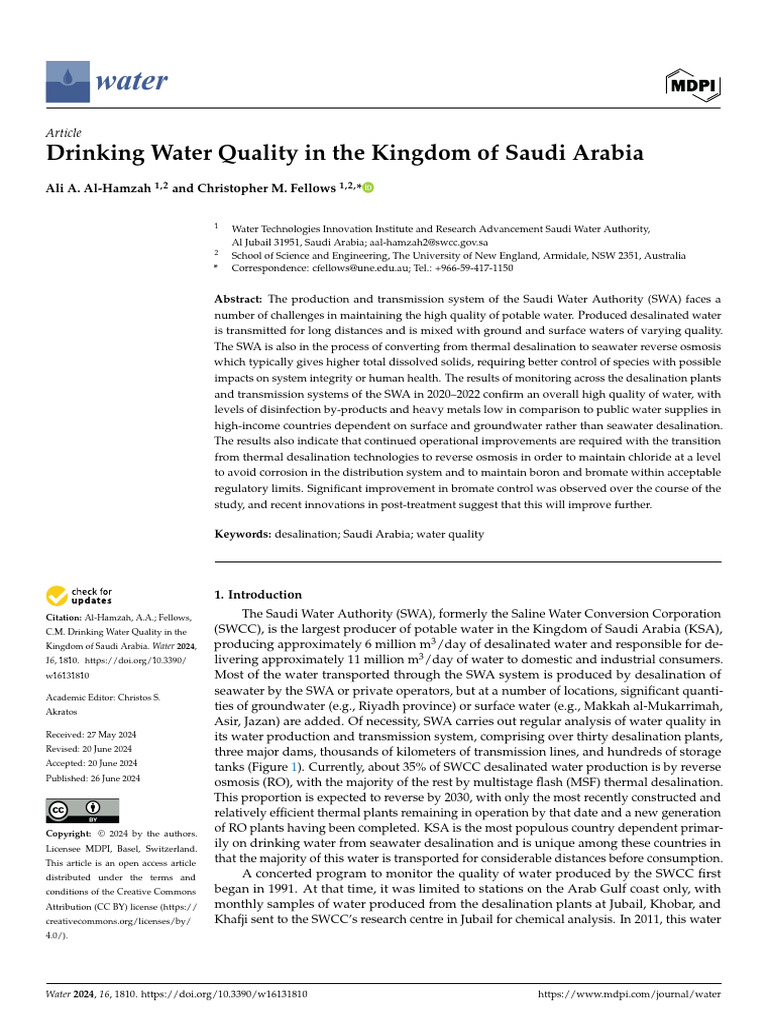 Drinking Water Quality in Saudi Arabia | PDF | Chemical Compounds | Water