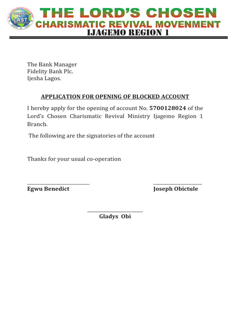 Church Account Reopening Request | PDF