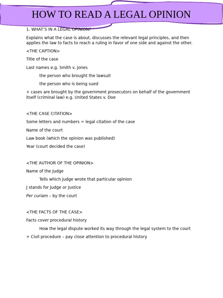 Understanding Legal Opinions Explained | PDF