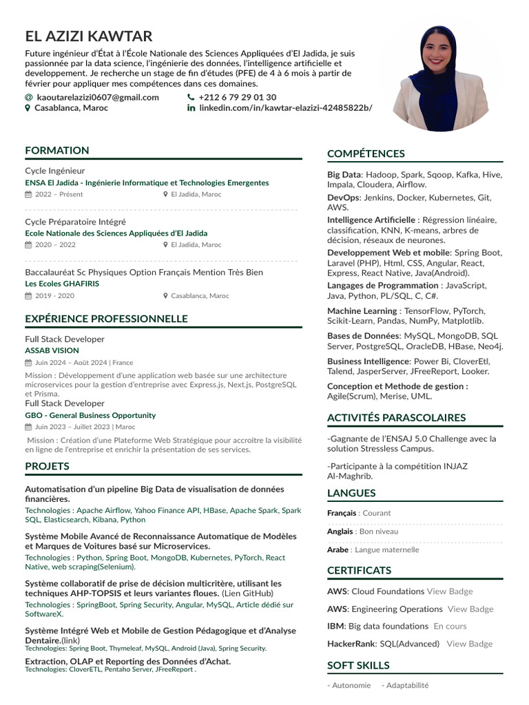 F2-elazizi-058-cv | PDF | Programmation web | Gestion informatique
