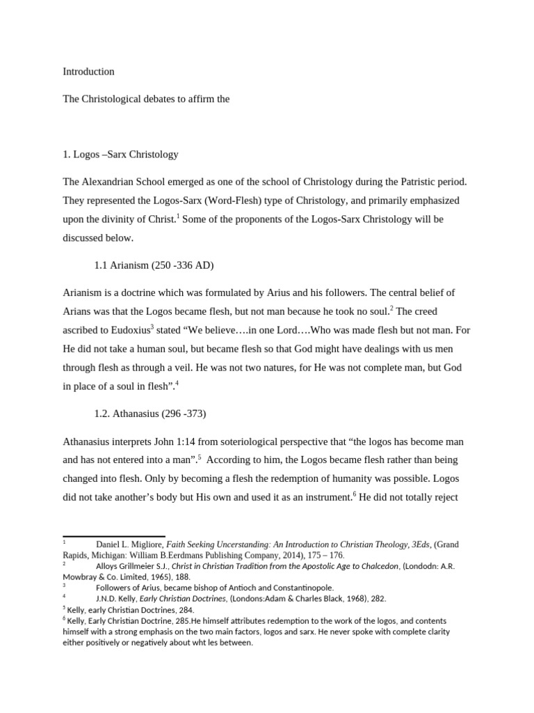 Logo Sarx and Logos Anthropos | PDF | Christology | Christian Belief ...