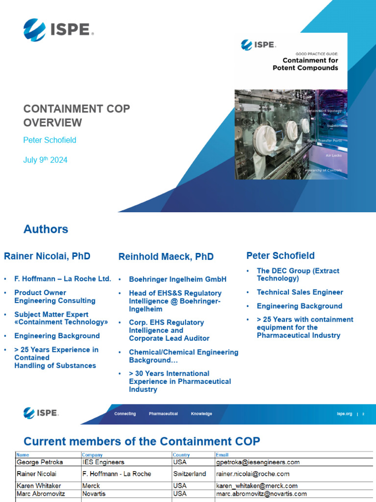 ISPE Guide on Containment for Potent Compounds | PDF | Occupational ...