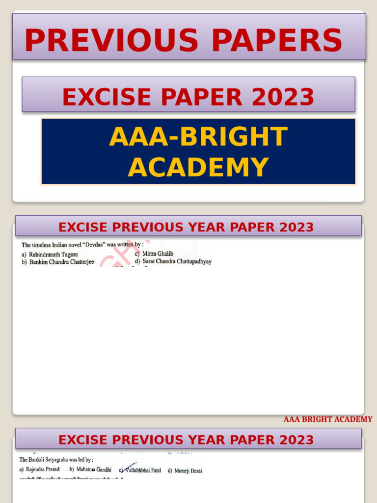 Excise Inspector Paper 2023 | PDF