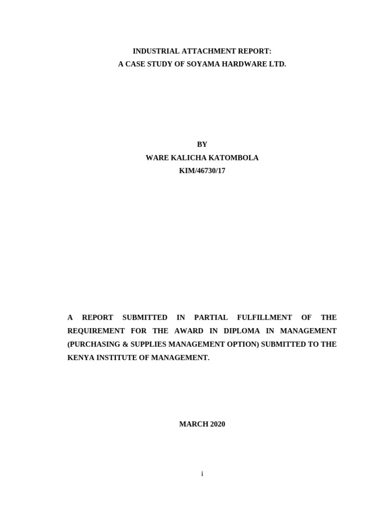 Industrial Attachment Report - Ware | PDF | Procurement | Supply Chain
