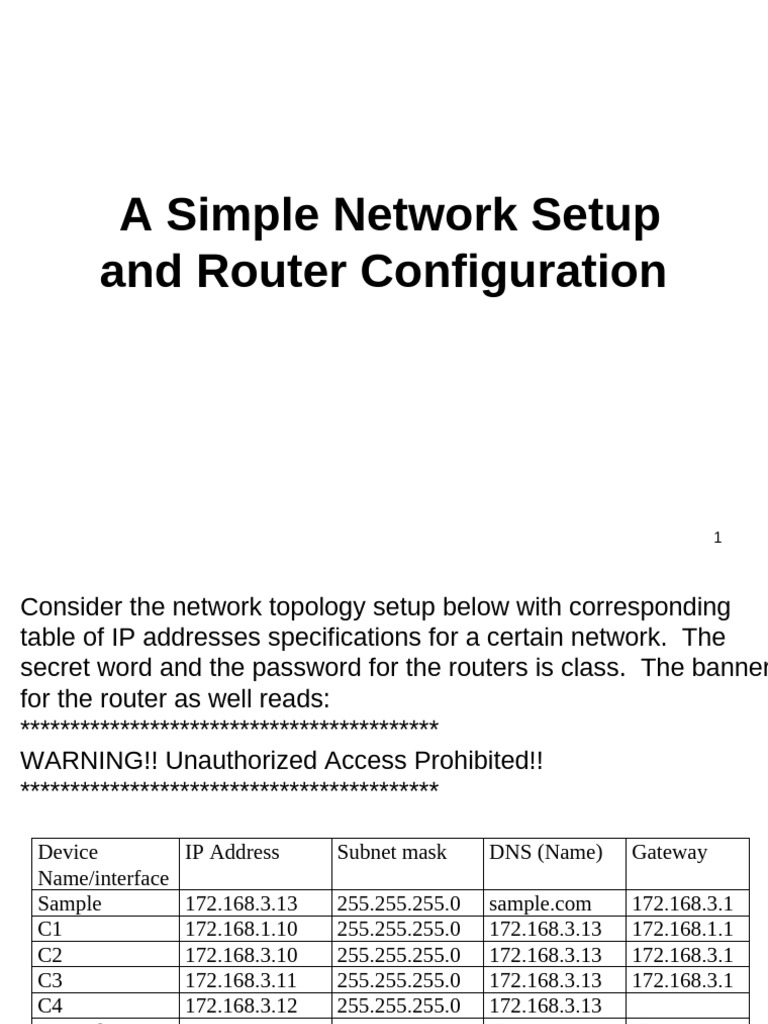 Simple Netwrok Setup | PDF
