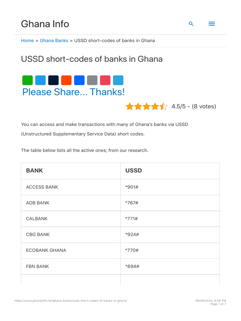 Ghana Bank USSD Short Codes Guide | PDF | Ghana | Service Industries