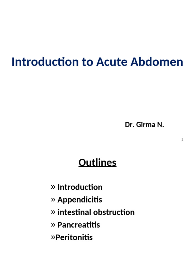 Introd To Acute Abdomen | PDF | Gastroenterology | Medical Specialties