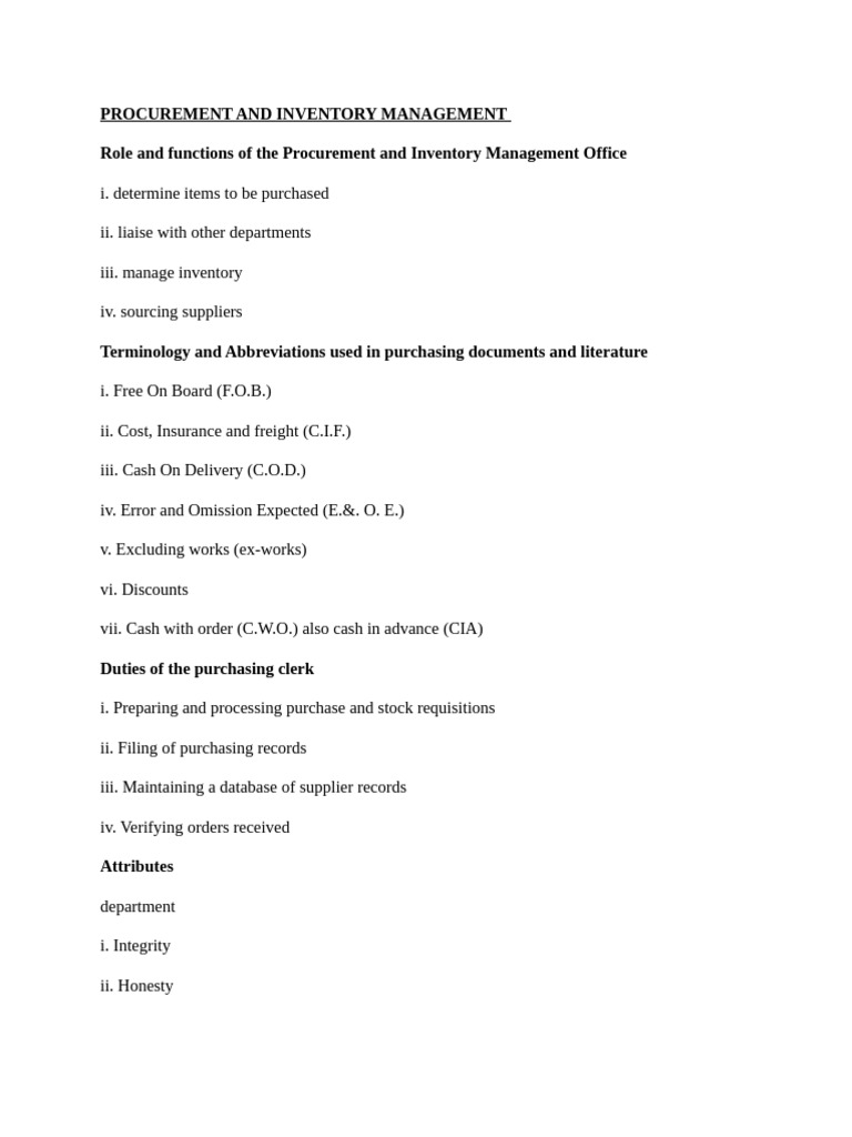 Procurement & Inventory Guide | PDF
