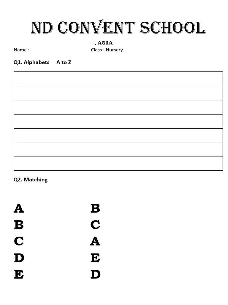 Nursery English Alphabet Worksheet | PDF