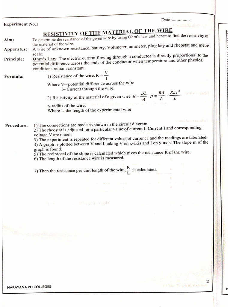 2 Pu Physics Lab Manual | PDF