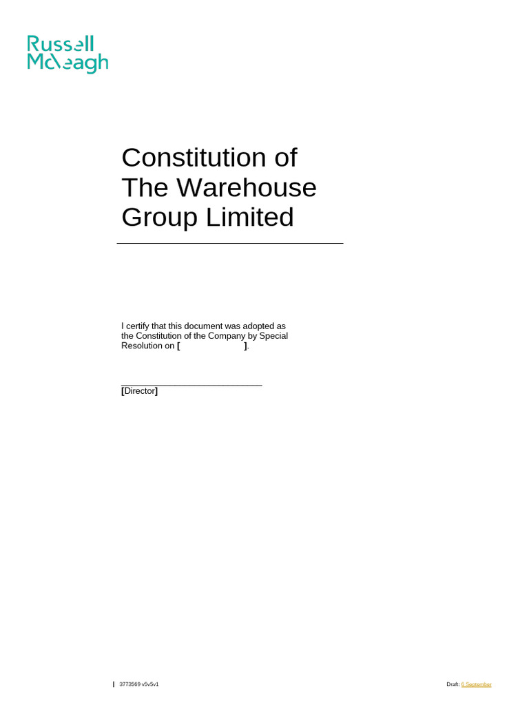 The Warehouse Group Constitution | PDF | Dividend | Securities (Finance)
