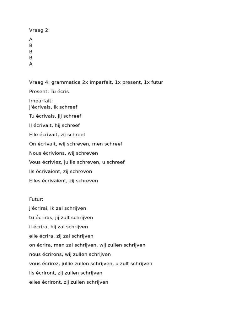 Frans Uitwerkingen Toets Hamza | PDF