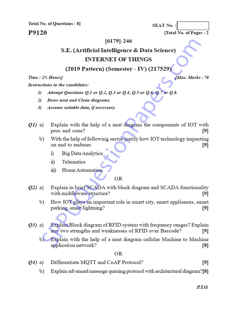 Be Artificial Intelligence and Data Science Semester 4 2023 November Internet of Things Iot ...