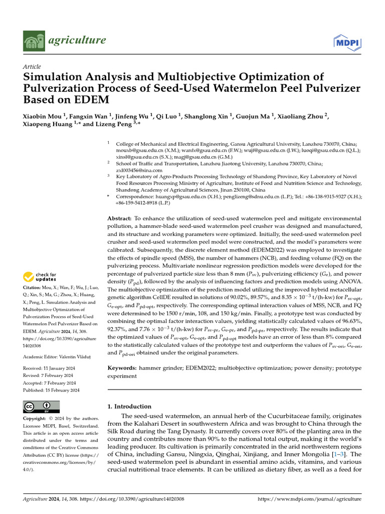 Simulation Analysis And Multiobjective Optimization Pdf Mill Grinding