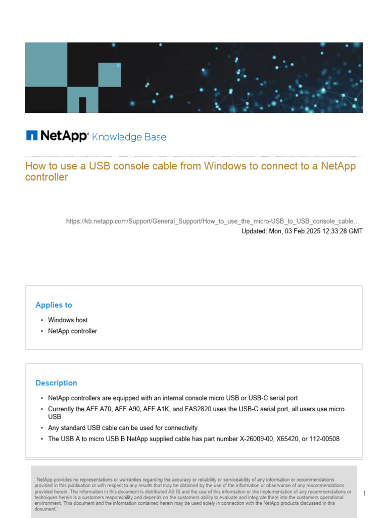 How To Use A USB Console Cable From Windows To Connect To A NetApp ...