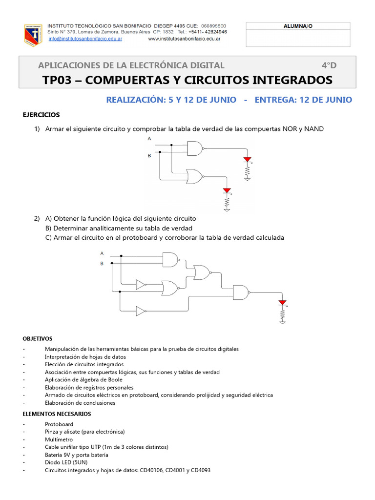 TP03 - Compuertas y Circuitos Integrados | PDF