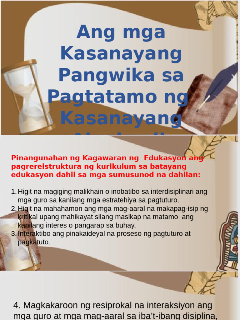 Pangkat 4 Ang Mga Kasanayang Pangwika Sa Pagtatamo NG Kasanayang Akademik | PDF