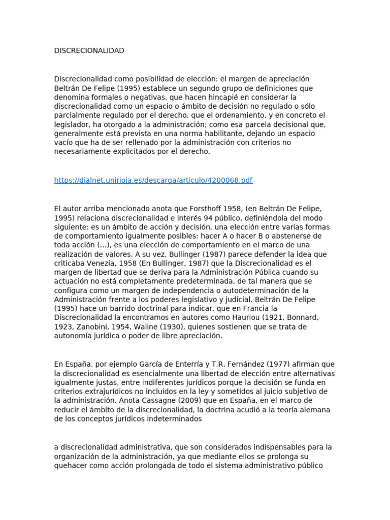 Discrecionalidad Administrativa y Legalidad | PDF | Ciencias Políticas ...