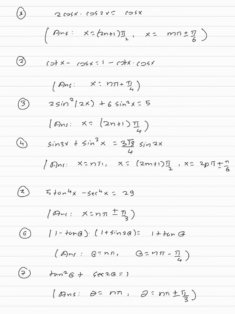 Chapter 5 Trigonometric Equation - Strategies 1&2 Question | PDF