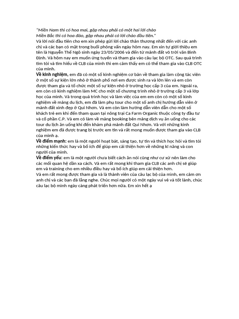 CV Tham Gia CLB | PDF