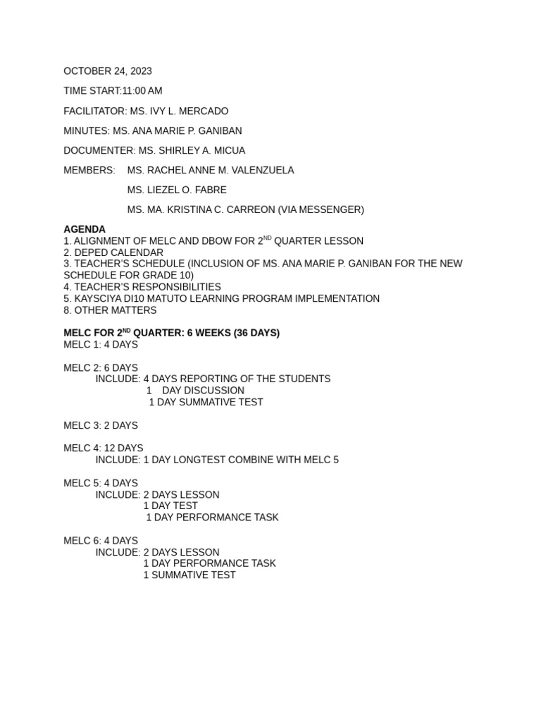 October 2023 Meeting Minutes Summary | PDF