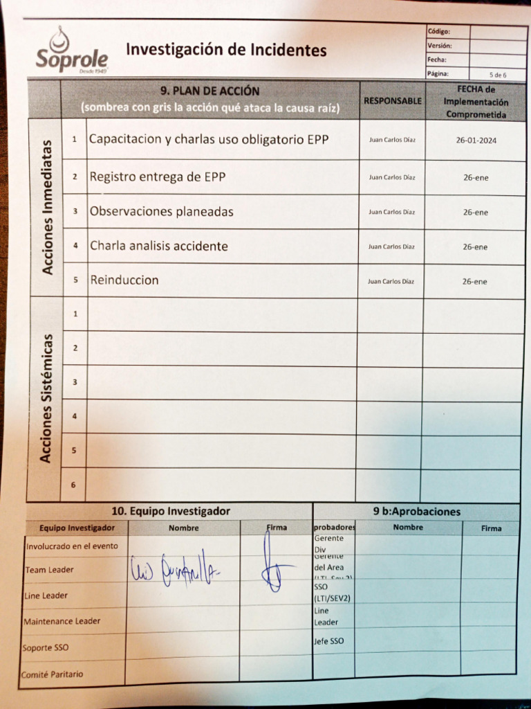 Investigación de Incidente Richar Araya Con Firma | PDF